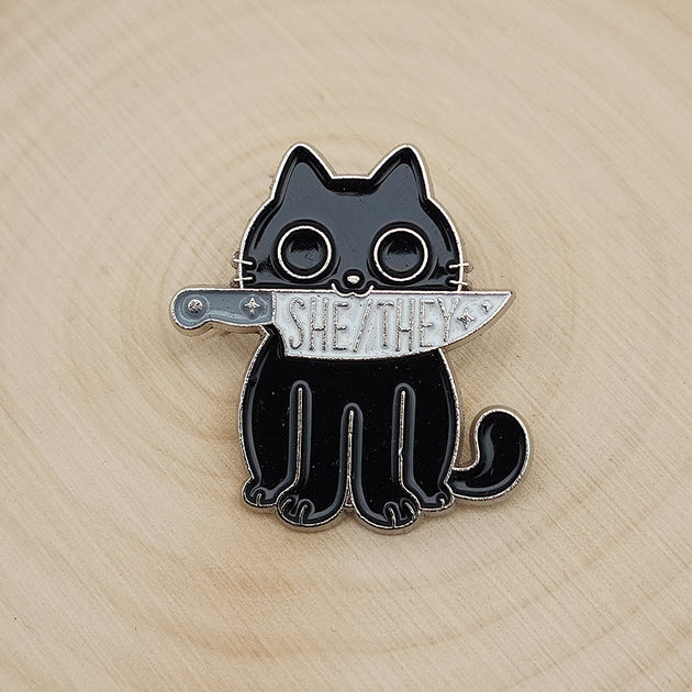 Knife Kitty Pronoun Enamel Lapel Pin – Bleak Boutique